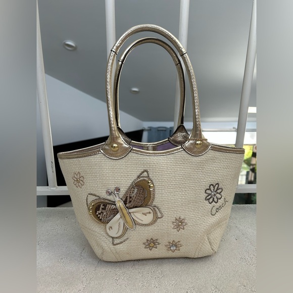 Coach | Bags | Coach Butterfly Bag Rare Collectors Top Handle Straw ...